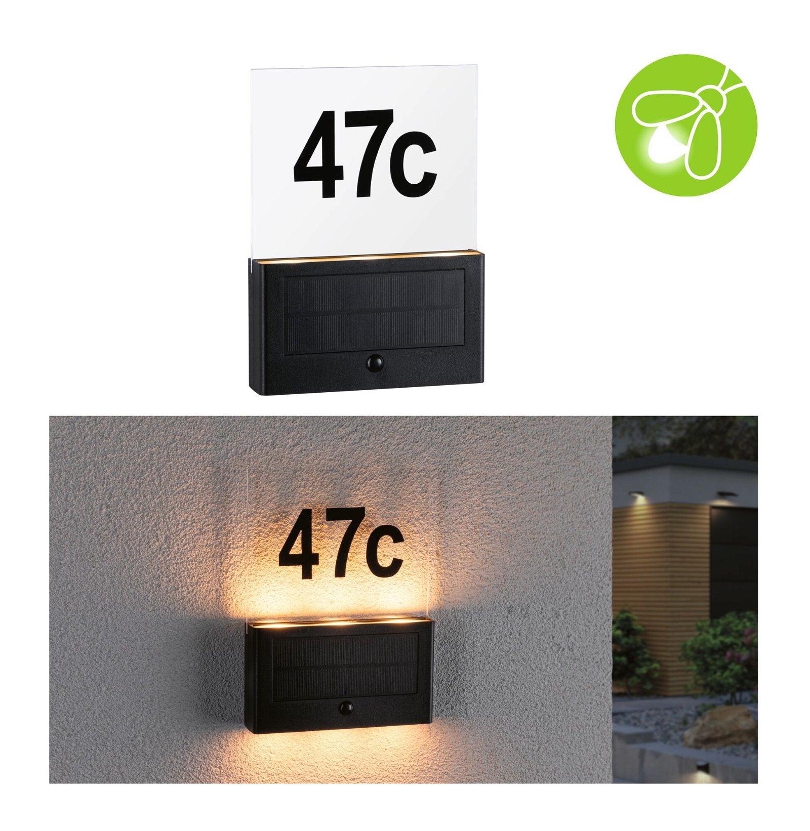 Paulmann Solar LED house number light Neda motion detector insect ...
